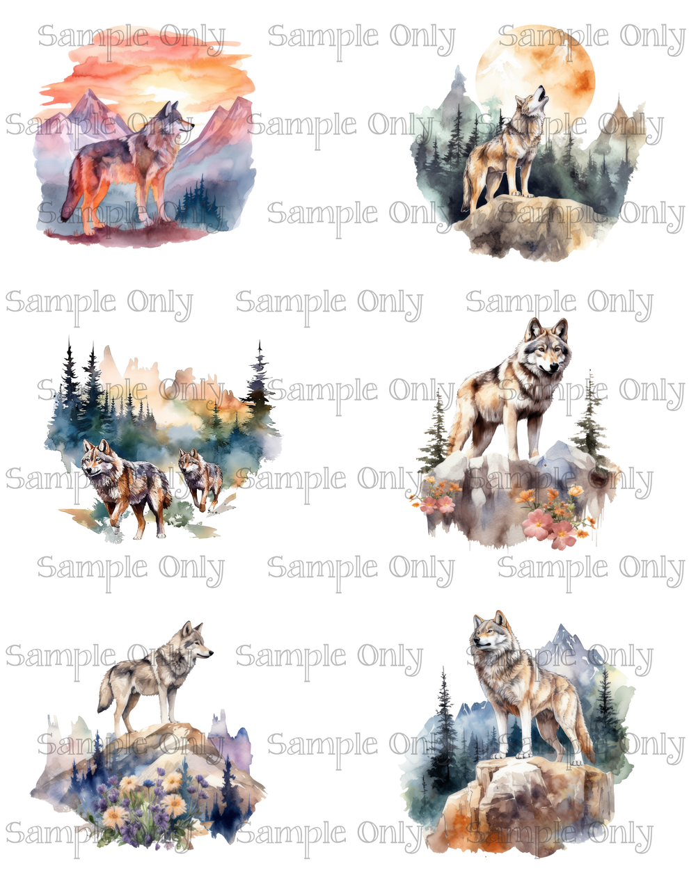 3 Inch Wolves Set-02 Image Sheet For Polymer Clay Transfer Decal DIGIT ...